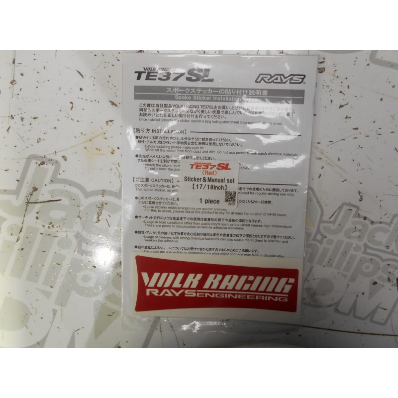 Volk Racing TE37 SL Spoke Sticker Installation Guide Set New